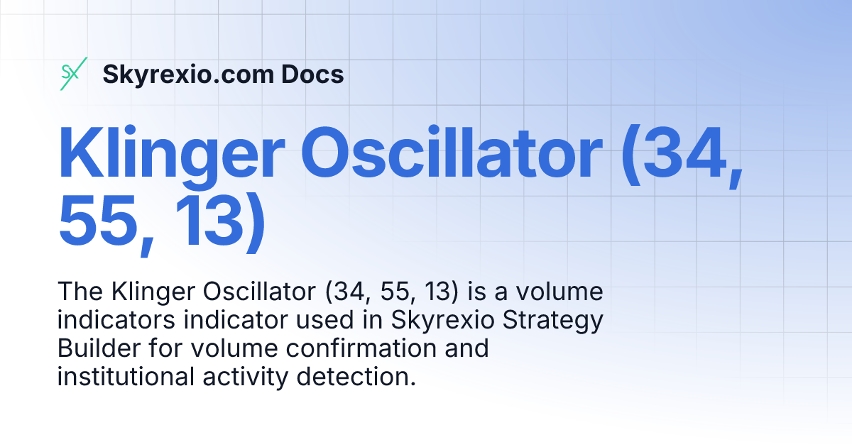 Klinger Oscillator (34, 55, 13) | Skyrexio.com Docs