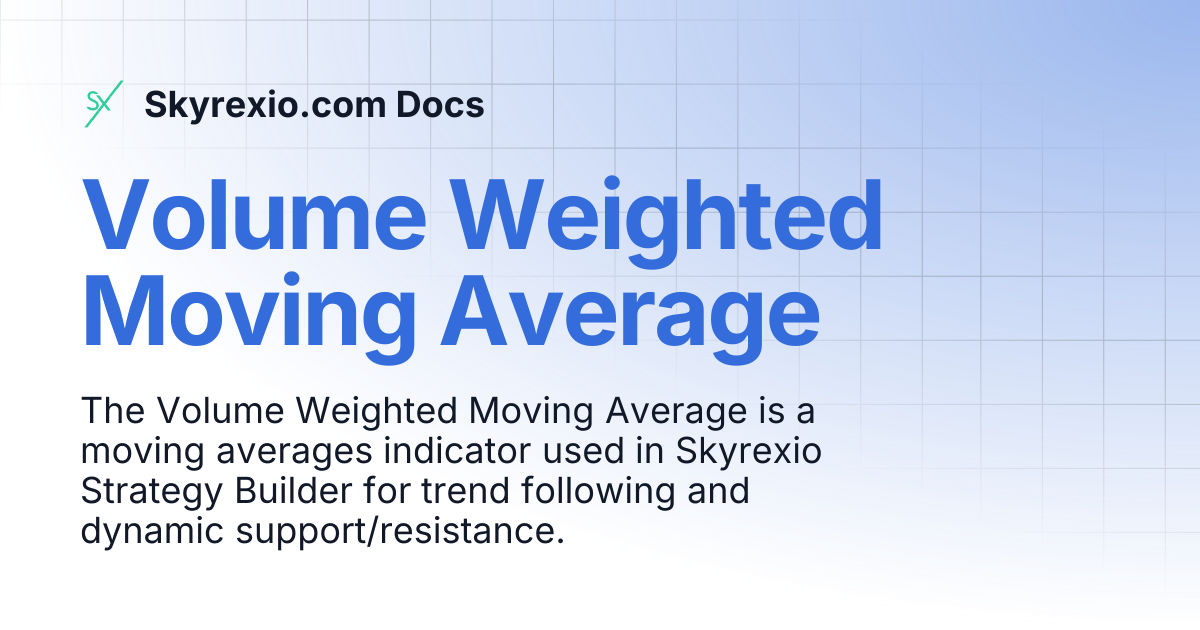Volume Weighted Moving Average | Skyrexio.com Docs