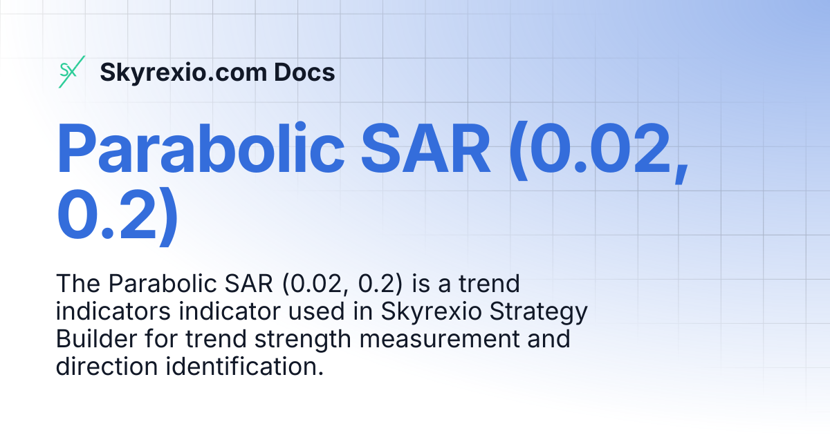 Parabolic SAR (0.02, 0.2) | Skyrexio.com Docs